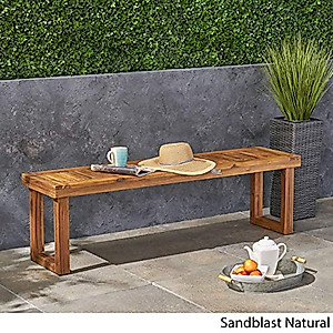 Christopher Knight Home Nestor Outdoor Acacia Wood Bench by Sandblast Natural