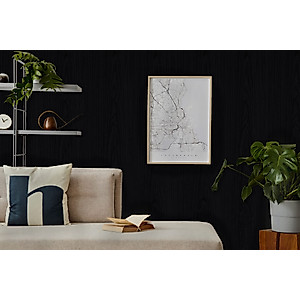 Fiula Black Wood Wallpaper Black Wallpaper Peel and Stick Wallpaper 197”×17.5” Self Adhesive Wallpaper Removable Wallpaper Stick and Peel Wallpaper Black Wood Grain Wallpaper Vinyl Wallpaper