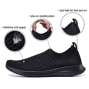MAIITRIP Slip on Sneakers for Women Black Walking Non Slip Shoes Casual Light Comfort Ladies Tennis Nursing Athletic Fall Shoes,Size 8