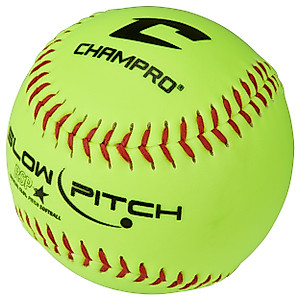 Champro 11" Slow Pitch Practice Softballs with Flat Seams and Durahide Cover, 12 Pack