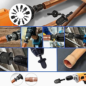 GQFOWE 6Pcs HVAC Repairing Set, Boring Drill Bits, Air Conditioner Copper Tube Expander Swaging Tool Manual Copper Pipe Swage, Soft Copper tubing 1/4'', 3/8'',1/2'',5/8'',3/4'',7/8'' Bits Set