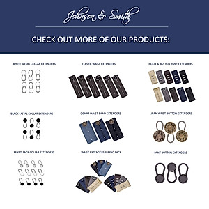 Johnson & Smith Collar Extenders/Neck Extender/Wonder Button for 1/2 Size Expansion of Men Dress Shirts, 5 +1 Pack, 3/8"