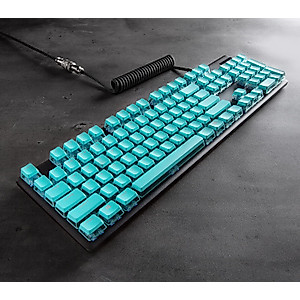 GUNMJO Crystal Pudding Keycap for Gaming Keyboard with Cherry MX Switches, ABS Translucent Keycaps for Backlit Mechanical Keyboard, OEM Profile 104 Keys with 6.25U Space Bar, Painted Teal Color