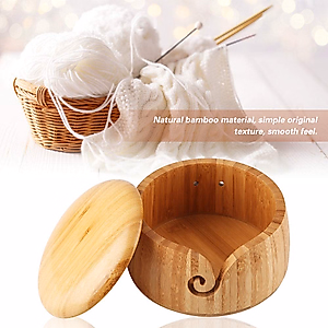ZJchao Yarn Bowl Natural Handmade Crafted Wooden Yarn Bowl with Removable Lid for Knitting and Crocheting, for Mom and Grandmother