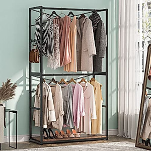Tribesigns Freestanding Closet Organizer Storage, 78 inches Heavy Duty Garment Rack with Double Rods, Industrial Clothes Clothing Rack for Hanging Clothes, Closet, Laundry Room, Capacity 300 lbs