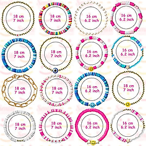 Women Girls Teens Preppy Bracelets Bohemian candy color Polymer Clay pearl Rice Bead bracelet Smile Smiley face star charm summer vacation bracelet