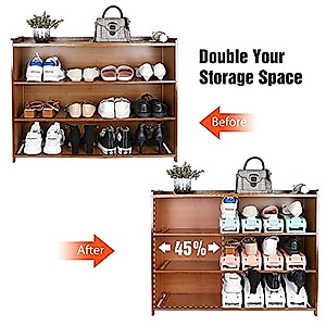 YIHATA Shoe Slots Organizer, Adjustable Shoe Stacker Storage Space Saver, Double Deck Shoe Rack Holder for Closet Organization, Thickening Quality Upgrade (16Pack, White)