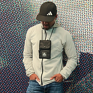 adidas Neck Pouch Crossbody Travel and Festival Wallet, Black