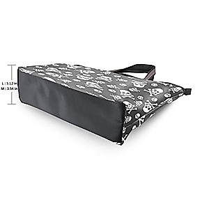 Tote Bag Skull Crossbones Print, Large Capacity Zipper Women Grocery Bags Purse for Daily Life 2 Sizes