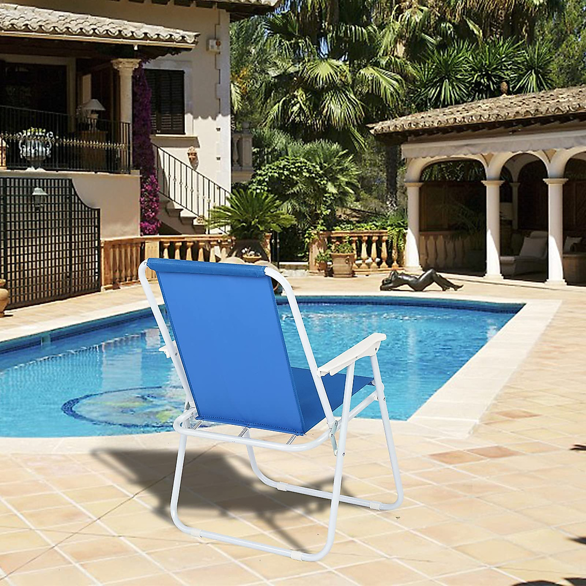 CHZWYT Folding Tall Back Beach Chair, Ultralight Back Backpacking Chair for Adults Compact & Heavy Duty, with Stable Steel Frame Pocket for Beach, Fishing,Trip,Picnic,Lawn,Concert