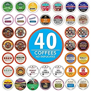 Coffee Pods Variety Pack Sampler, Assorted Single Serve Coffee for Keurig K Cups Coffee Makers, 40 Unique Cups - Great Coffee Gift