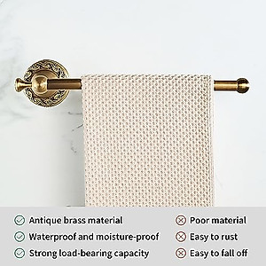 Hand Towel Bar for Bathroom Antique Bronze Brass, Rustproof Wall Mounted Towel Rack Hanger Bathroom Hardware Accessories Towel Holder,Pattern Carving Design
