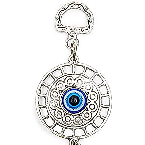 Evil Eye Wall Hanging, Turkish Amulet Decoration (Blue Glass, 5 Inches)