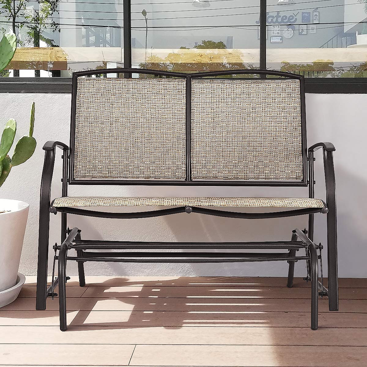 Giantex OP3100-New Patio Glider Bench, Brown 41.5"X28.0"X37"(LXWXH)