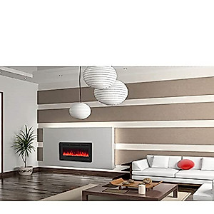 Cheerway 36 inch Wall Mounted &Recessed in Wall Electric Fireplace with Heater, Linear Wall Fireplace w/Thermostat, Adjustable Flame&Fuel Color, Remote & Touch Control w/Timer, 750W/1500W