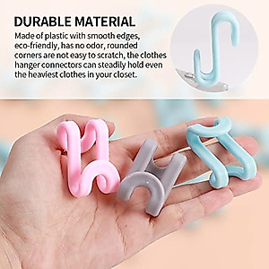 60 pcs Clothes Hanger Connector Hooks,Multi-Level Cascading Hanger Hooks,Heavy Duty Plastic Hanger Extender Clips,for Bedroom Save Space Closet Organizers(6 Color)