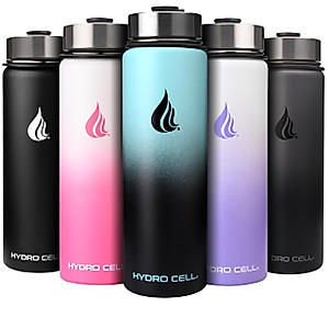 HYDRO CELL Stainless Steel Insulated Water Bottle with Straw - For Cold & Hot Drinks - Metal Vacuum Flask with Screw Cap and Modern Leakproof Sport Thermos for Kids & Adults (Teal/Black 24oz)