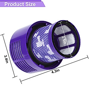 HEPA Filter Replacements for Dyson Cyclone V10 Animal V10 Absolute SV12 V10 Total Clean Cordless Stick Vacuum Part no. 969082-01 (2 Pack)