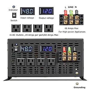 WZRELB 8000W 48V AC to 120V DC Pure Sine Wave Solar Power Inverter - RV, Camping, Solar System