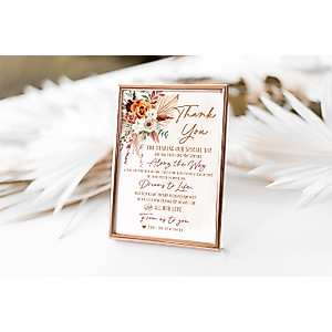 Your Main Event Prints 50 Boho Orange and Terracotta Floral Wedding Thank You Place Setting Cards, Great For Adding to Your Table Centerpieces and Wedding Decorations for Receptions, Pack of 50 Cards