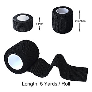 FEILIBAY 10 Pack Cohesive Bandage Wrap Self Adherent Vet Tape for Pets, Elastic Self Adhesive Wrap for Sports, Finger, Wrist, 2 Size (8Pack 2'' and 2Pack 1''), Black