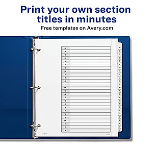 Avery Extra-Wide 26 Tab Dividers for 3 Ring Binders, Customizable Table of Contents, Multicolor Tabs, 1 Set (11166)