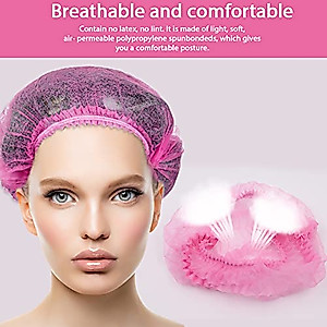 Abnaok Non Woven Shower Caps, 100 PCS Elastic Caps for Food Industries Home & Kitchen Use, Hotels, Restaurant and Hair Salon