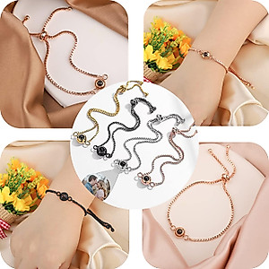 Godchoices Custom Photo Bracelet Personalized Photo Projection Bracelet Circle Photo Bracelets with Picture Inside for Women/Men/Couple/Best Friend
