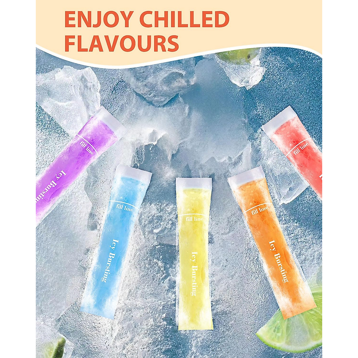 150 Disposable Ice Popsicle Mold Bags (8x2") for DIY Natural Fruit Snacks, Juice & Smoothies, Ice Pops Molds | BPA-Free, Zip Seals, Funnel Included