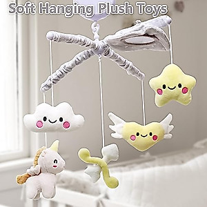 SHIDEER Baby Mobile for Crib, Baby Crib Mobile with Mirror, Nursery Mobiles with 3 Modes Musical Box, Volume & Songs Control,36 Lullabies,Hanging Rotating Crib Toys for Boys Girls (Cute Heart Theme)