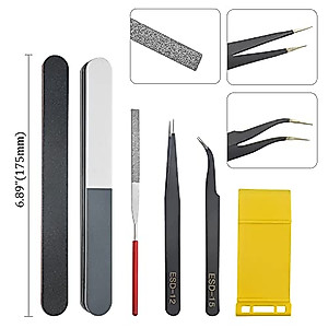 BXQINLENX Professional 9 PCS Gundam Model Tools Kit Modeler Basic Tools Craft Set Hobby Building Tools Kit for Gundam Car Model Building Repairing and Fixing(B)
