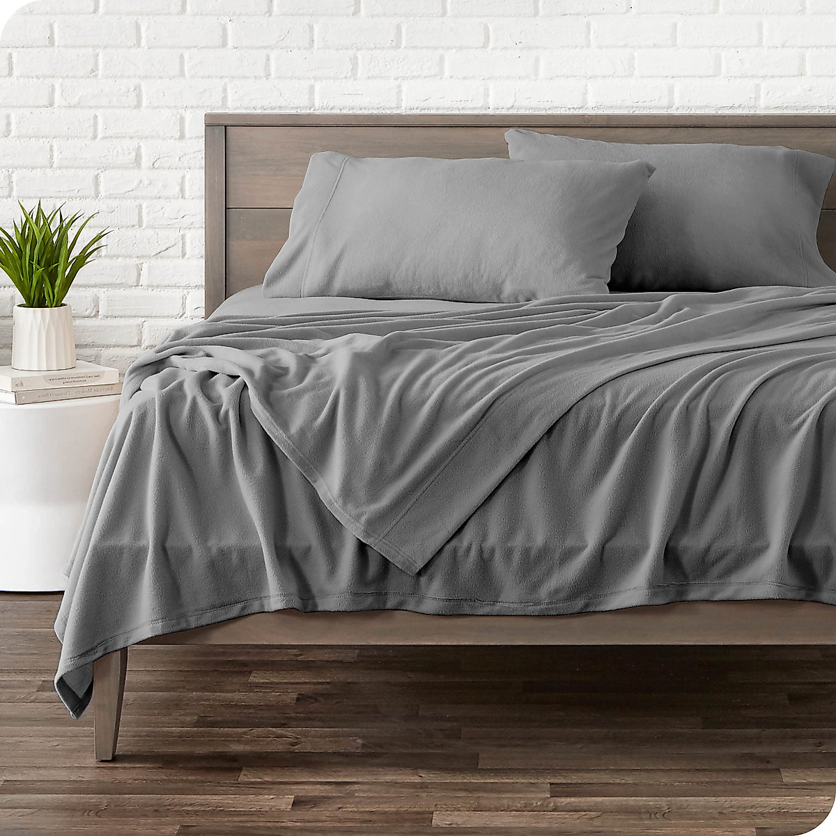 Bare Home Super Soft Fleece Sheet Set - Queen Size - Extra Plush Polar Fleece, No-Pilling Bed Sheets - All Season Cozy Warmth (Queen, Light Grey)