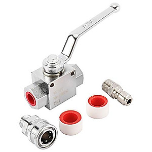 Toolly High Pressure Washer Ball Valve Kit, 3/8 Inch Quick Connect for Power Washer Hose, 4500 PSI