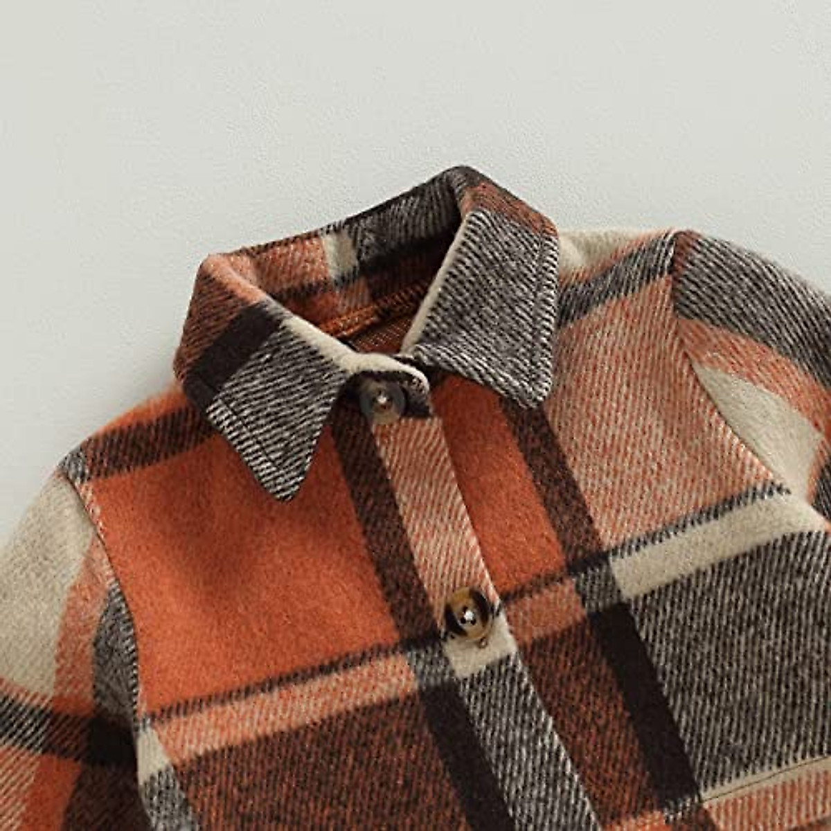 WALLARENEAR 2PCS Toddler Baby Girl Lapel Long Sleeve Button Down Plaid Jackets + Spaghetti Strap Dress Sets (Brown, 2-3 Years)