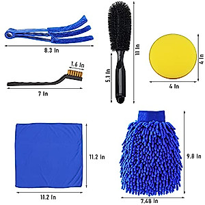 Jaronx 15 PCS Car Detailing Brush Set, Exterior Interior Car Detail Kit Auto Cleaning Brush for Wheels,Leather(Detail Brushes, Wheel Brush, Wash Mitt,Vent Brush,Wax Applicator Pads,Towels,Wire Brushs)