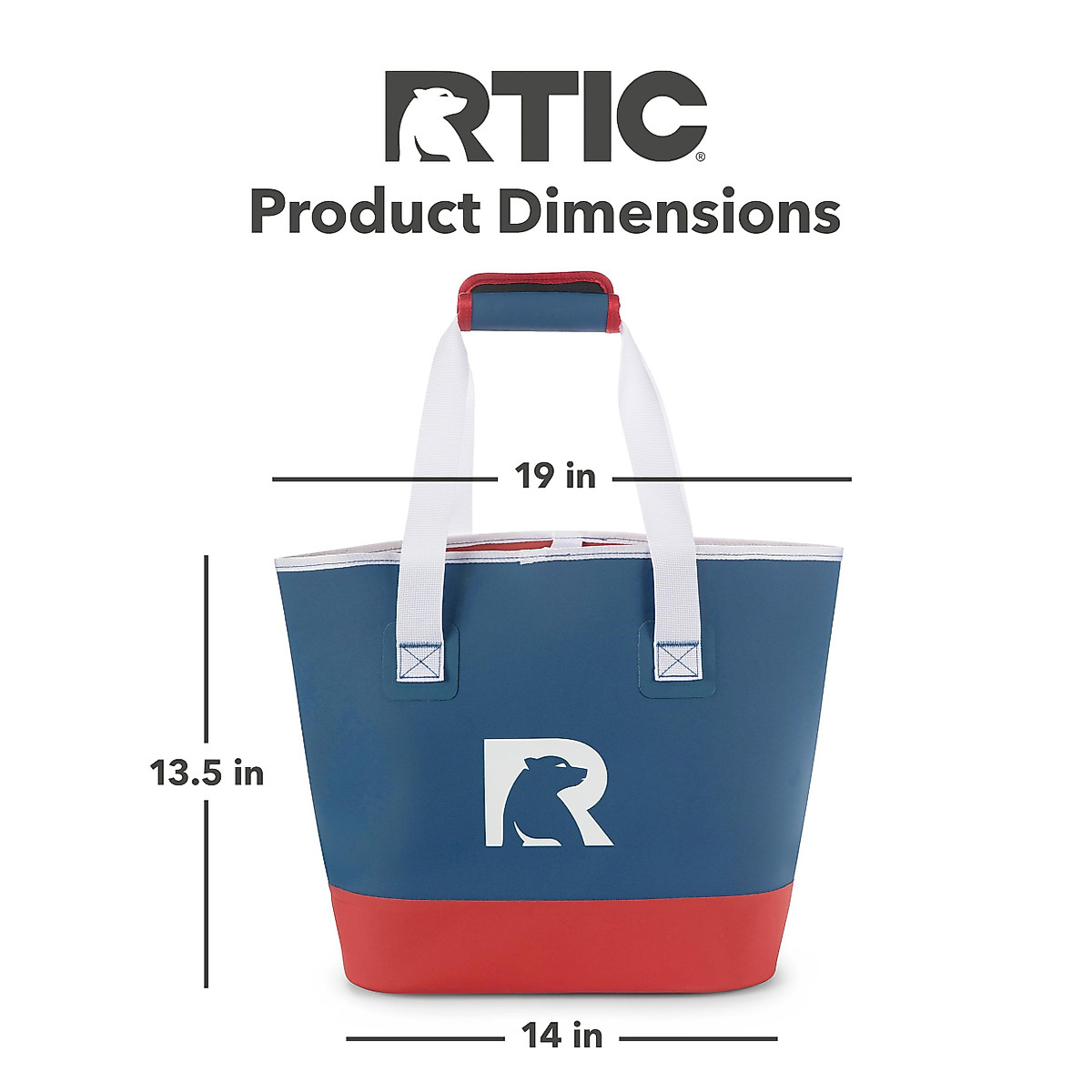 RTIC Ultra-Tough Tote Bag, Waterproof for Beach, Pool, Towel, Grocery, Shopping, Camping, Picnic, Travel, Boat, Heavy-Duty, Puncture Resistant, Small, Patriot