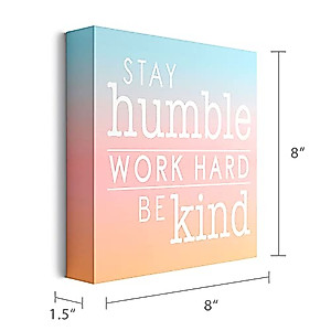 Barnyard Designs 'Stay Humble' Wooden Box Sign Motivational Desk Decor, Primitive Decor Office Desk Decorations for Women Office Bathroom Shelf Decor, Inspirational Desk Decor, 8x8