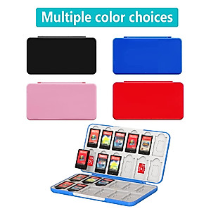 YUNKOZAND Switch Game Card Case Compatible with Switch/OLED/Lite,Portable Switch Game Holder with 24 Games Cartridge Slot&24 SD Card Storage, Travel Accessories Switch Game Case Blue