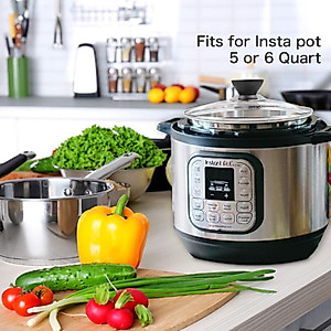 9 inch Tempered Glass Lid for Instant Pot - 6 Quart, Universal Pan or Pot Cover W/Spoon Holder