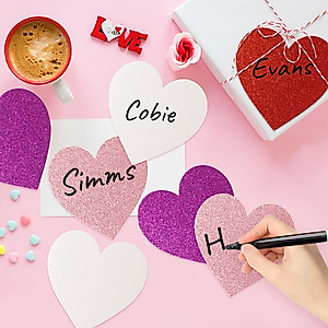 BWkoss 100Pcs Glitter Heart Cutouts Mother's Day Heart Confetti Red Purple Pink White Hearts Paper Accent Cutouts for Classroom Bulletin Border Holiday Wedding Bridal Shower Decors