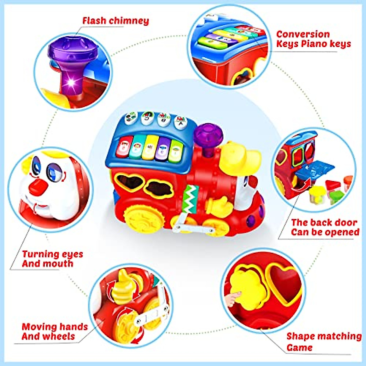 Baby Toys 12-18 Months Musical Train Kids Toys for 1 2 3 4+ Year Old Boys Girls Gifts,Early Education Learning Toy with Fruit Block/Music/Light/ for 6 to 12 Months Toddler Christmas Birthday Gifts