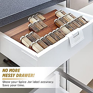 Tinamo Acacia Spice Rack Organizer for Drawer - Wooden Tray Spice Racks Organizer for Cabinet Storage Shelf - 4 Tier Spice Drawer Organizer 64 Jars ( Acacia Wood)
