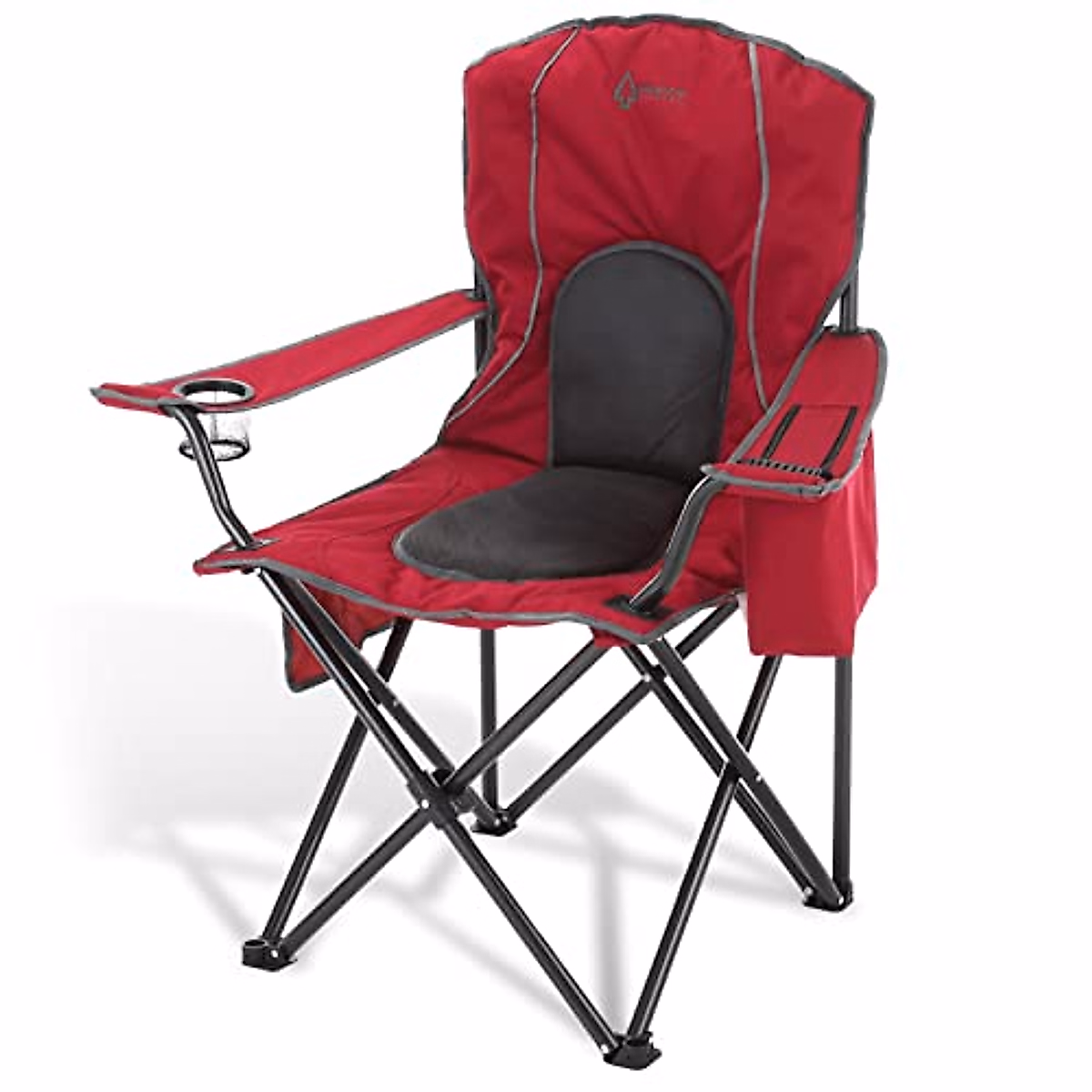 ARROWHEAD OUTDOOR Portable Folding Camping Quad Chair w/ 4-Can Cooler, Cup-Holder, Heavy-Duty Carrying Bag, Padded Armrests, Supports up to 330lbs, USA-Based Support