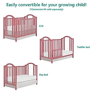 Dream On Me Pacific Acrylic Convertible Crib In Rose, Greenguard Gold Certified, Made Of Durable And Sustainable Pinewood, Three Mattress Height Settings