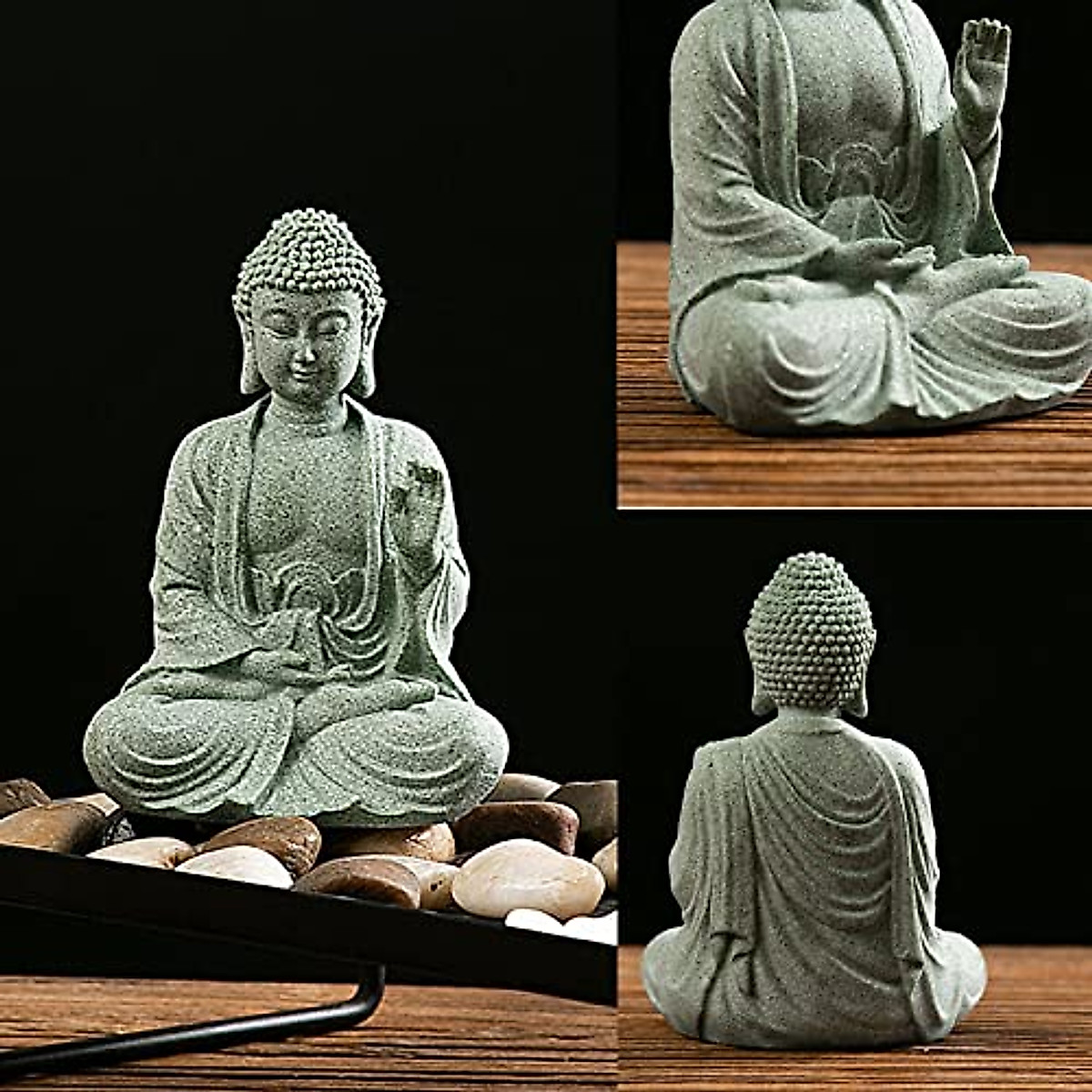 YUEFUDU Meditating Sandstone Buddha Fish Tank Decoration Fish Tank Accessories Tank Home Garden Decoration, Simulation Crafts Fish Tank Accessories(Fearless)