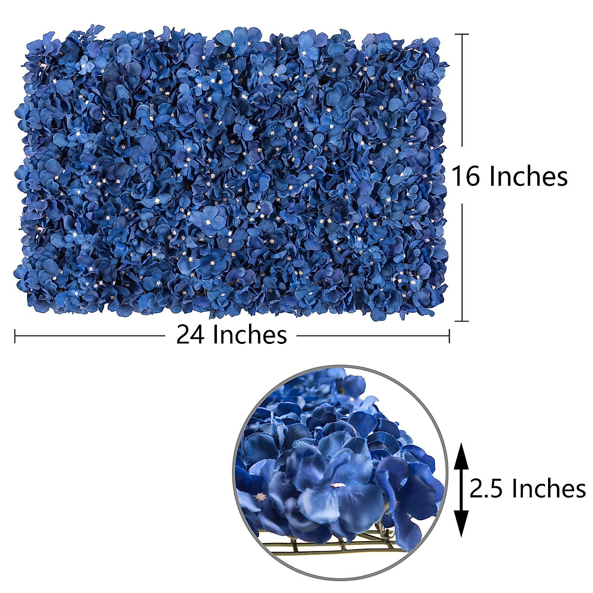 Flower Wall Panel Set, U'Artliens Artificial Wall Flower Backdrop 24x16 Inch 3D Silk Hydrangea Rose Floral Panel for Photo Background Home Party Wedding Backdrop Decoration(4pcs, Royal Blue)