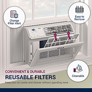 DELLA 12000 BTU 115V/60Hz Energy Saving Window Air Conditioner, Whisper Quiet AC Unit with Smart Controls, Remote, Dehumidifier, Fan, Cools Up to 450 Square Feet