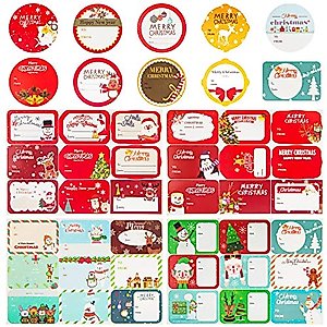 HongyiTime 144 Count Tags Sticker,Christmas Present Labels,48 Jumbo Designs Christmas Stickers Name Tags,Holiday Present Label (Small)
