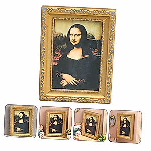 Toyvian Dollhouse Accessories Mini Photo Frame Toy Miniature Scene Furniture Miniatures Oil Painting Tiny Oil Painting Craft Simulated Mona Lisa Painting Exquisite Oil Painting Doll House