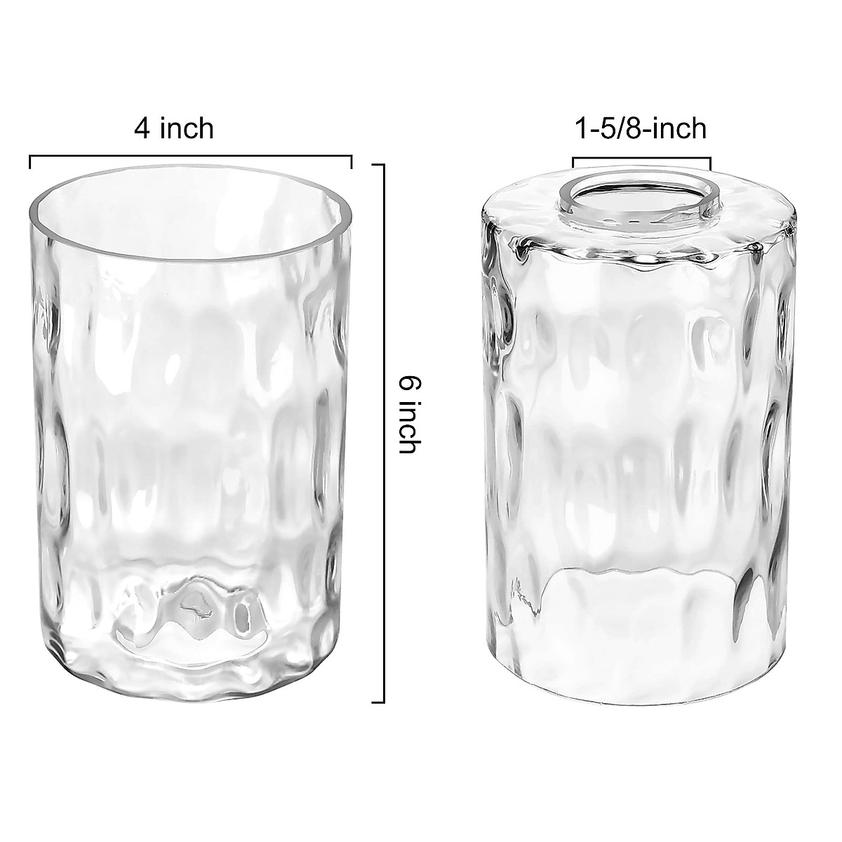 Canomo 3 Packs Hammered Glass Light Shade Cylinder Water Ripple Glass Lamp Shade Replacement 6 Inch Height Fit 2-1/4 Fitter for Wall Lamps Chandeliers or Ceiling Lamps